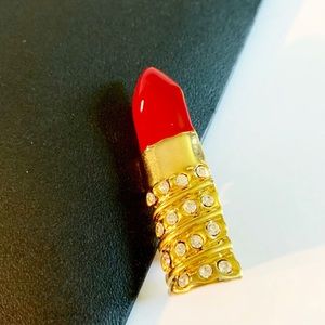 Jewelry | Silvertone Red Gem Hoop Brooch | Poshmark